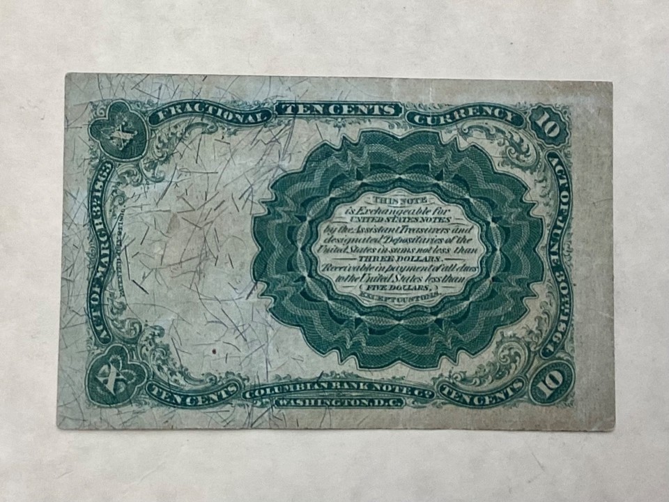 ~ FR 1266 - TEN 10 CENTS FIFTH / 5TH ISSUE FRACTIONAL CURRENCY NOTE ...