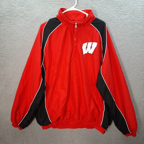 Wisconsin Badgers Jacket Adult 2XL XXL Red Black Windbreaker NCAA ...
