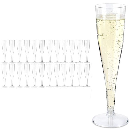 Disposable Champagne Glasses X24 - Party Flutes Plastic Prom Wedding No ...