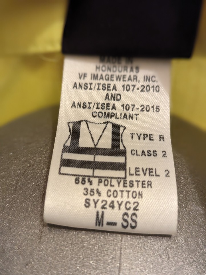 Red Kap Reflective Yellow Work Shirt Type R Class 2 Level 2 Sz M Short ...