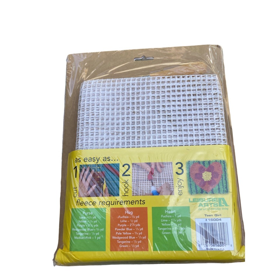 NEW Hook Latch Fleece Rug Kit Teen Craft Floral Heart Purse Hug Large ...