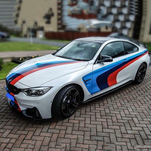 For BMW M4 M5 Racing Stripe Bumper Decal Graphics Tricolor M ...