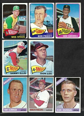 1965-66 Topps Lot of 8 Baseball Cards ('65 117,482,502,507,595-'66 10 ...