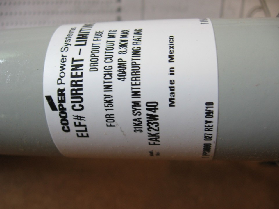 NEW Cooper Power Systems Elf Current Limiting fuse FAK23W40 40 amp 8 ...