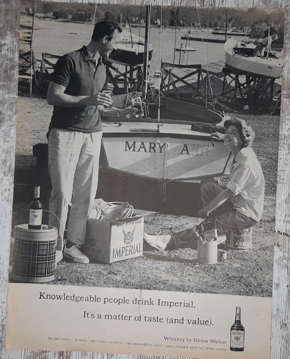 1961 Imperial Vintage Print Ad Whiskey Hiram Walker Boat Paint Man ...