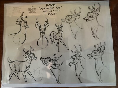 Vintage Bambi Adolescent Age Original Walt Disney Animation Model Sheet ...
