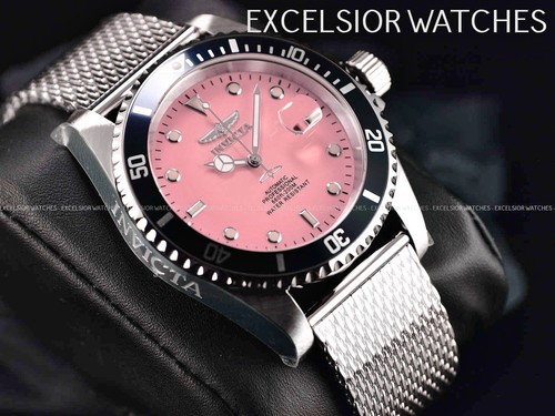 Invicta 47mm GRAND PRO DIVER Miyota Automatic Pink Dial Silver Tone SS ...