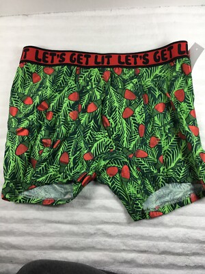 H16 NEW Mens Christmas Holiday Lights Let's Get Lit Boxers Briefs Size ...