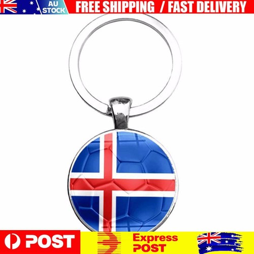 National Flag Keychain Key Ring Glass Keyring Football Fans Gift ...