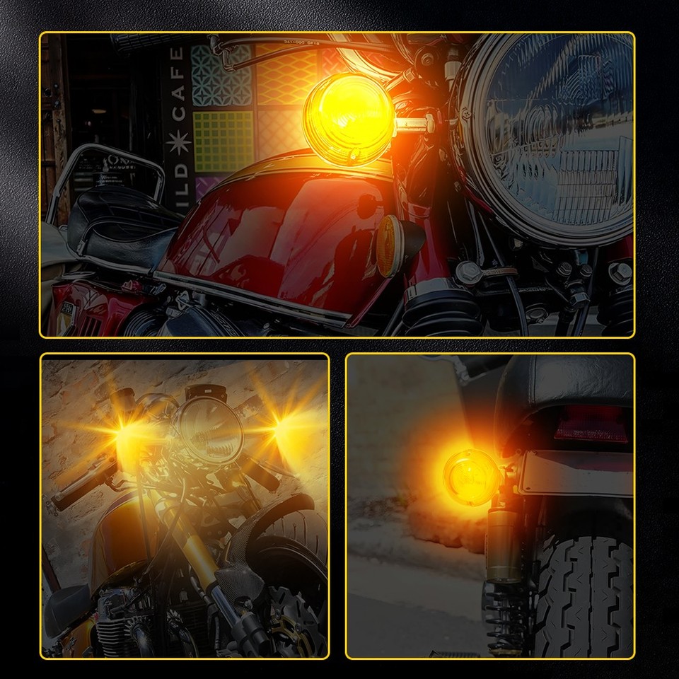 4x Classic Motorcycle Bullet Indicator Turn Signal Light Bulb Amber ...