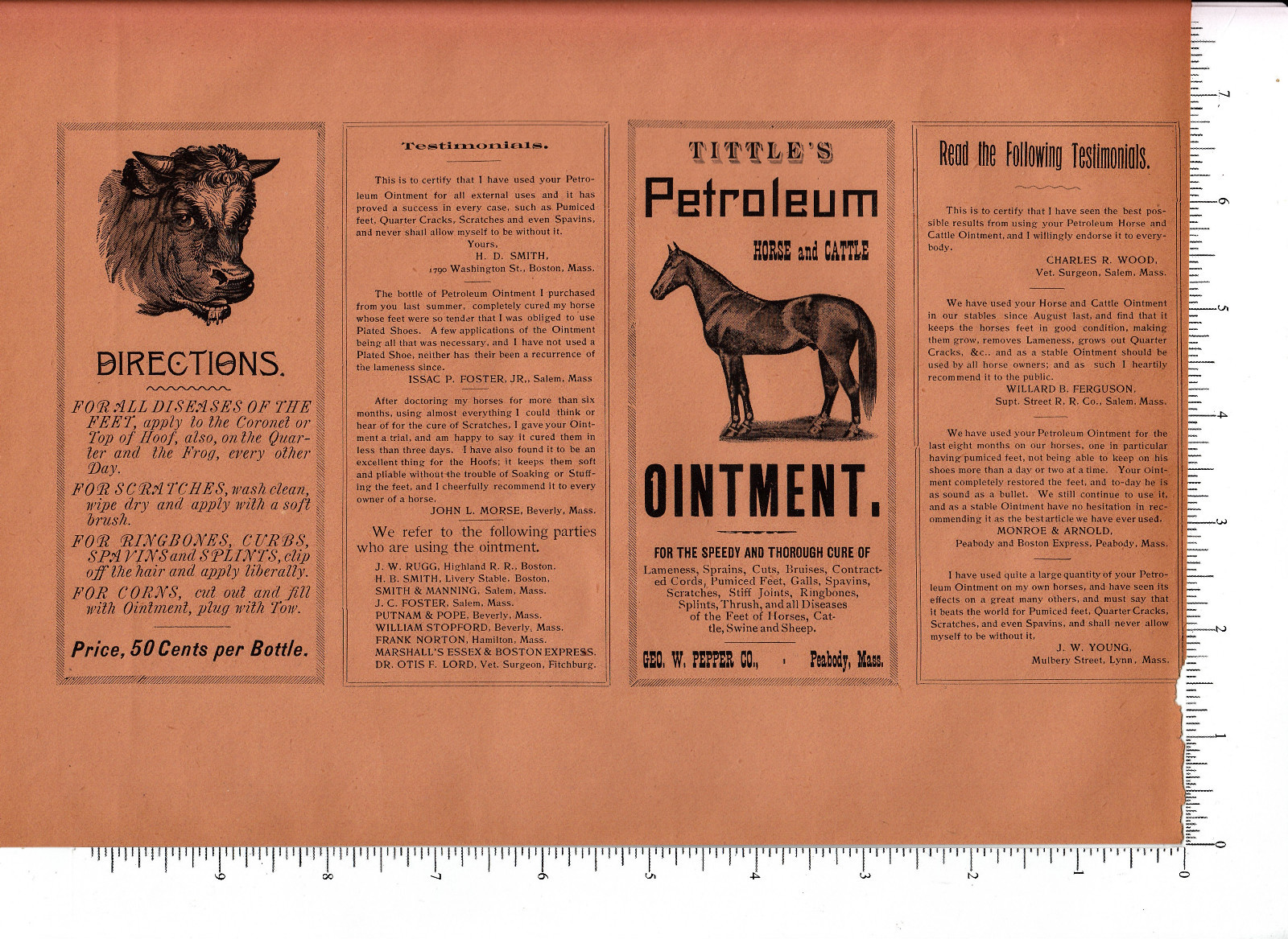 3633 Tittle’s Petroleum Horse Cattle Ointment label George W. Pepper ...