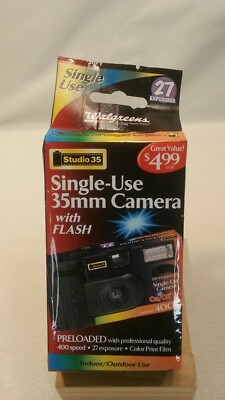 NOS WALGREENS 35mm Camera W/ Flash Studio 35 Preloaded 400 Speed SEALED ...