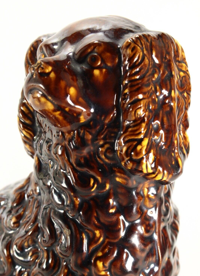 = 19th C. Rockingham Glaze Yellowware Dog King Charles Spaniel 11" | eBay