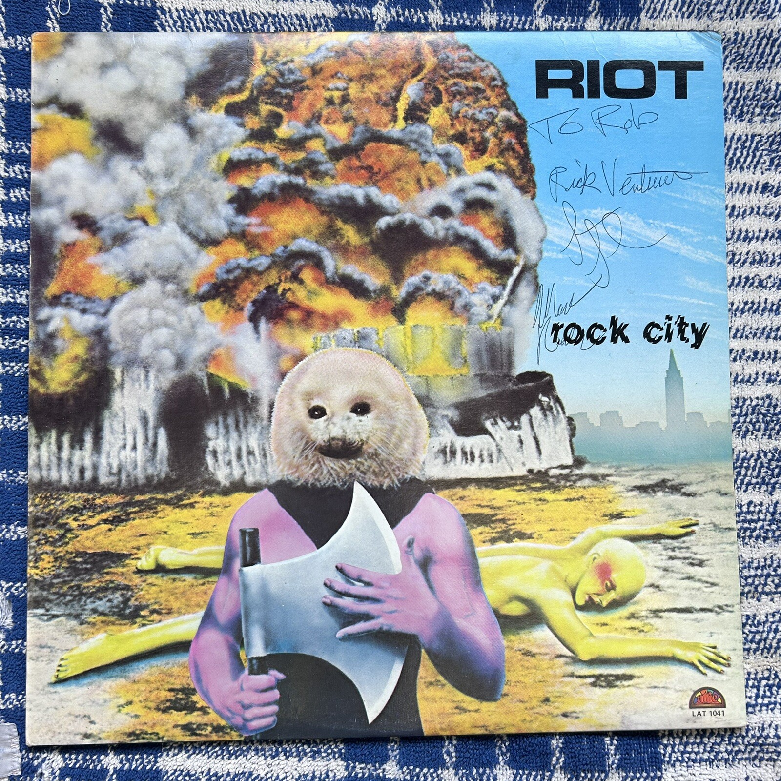 AUTOGRAPHED! Riot- Rock City (Attic, 1977) Signed Reale Ventura Slavin ...