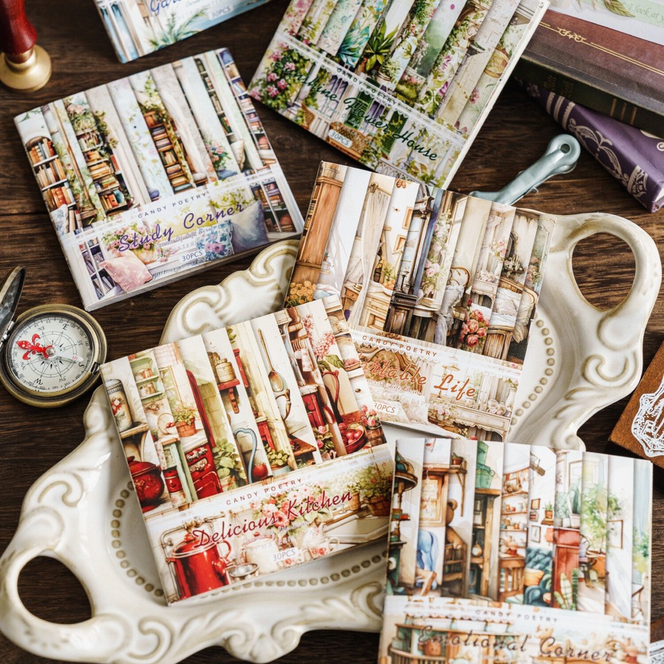 30PCS Corner of Life Scrapbook Paper Kitchen Balcony Bedroom Bullet ...