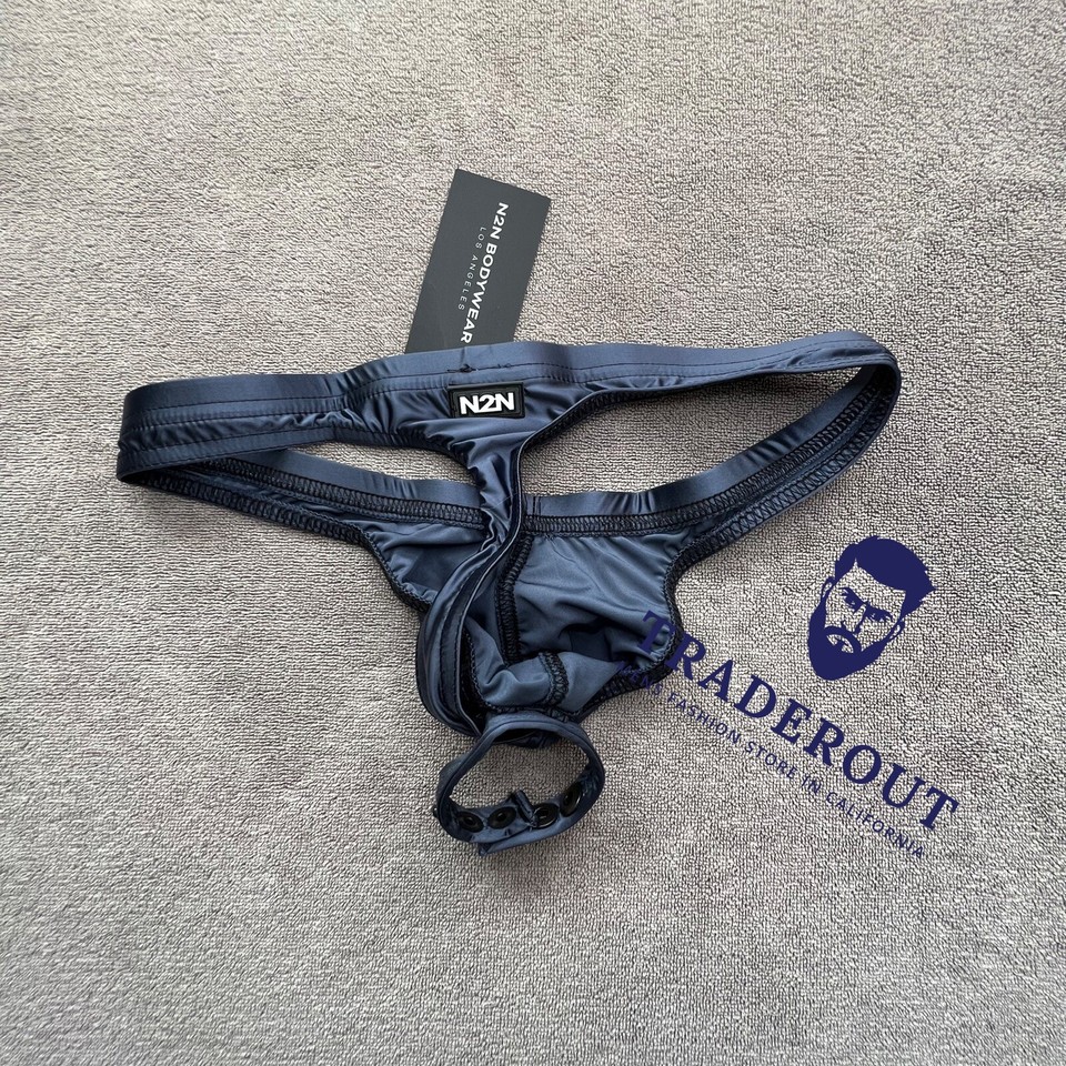 N2N Bodywear Men navy blue Matte Satin Maverick swim thong underwear ...