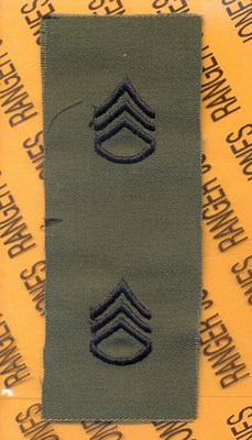 US ARMY Enlisted STAFF SERGEANT SSG E-6 OD Green & Black rank patch set ...