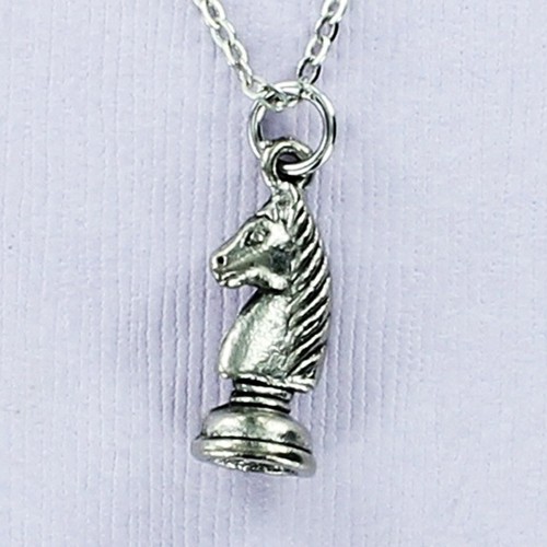 KNIGHT CHESS PIECE Necklace on Chain or Charm Only - Pewter Game ...