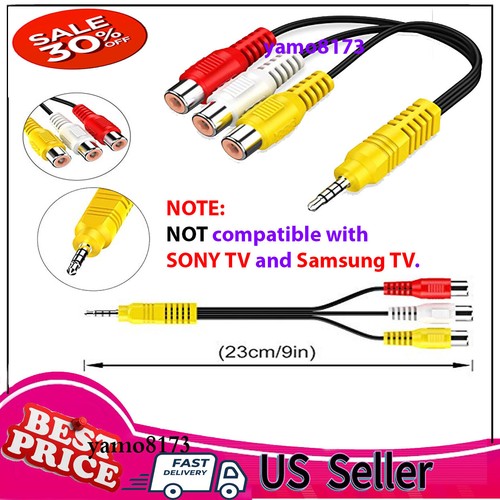 AV Adapter, Video AV Component Adapter Cable Replacement For TCL TV, 3 ...