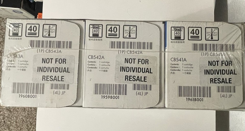 HP 125A Genuine 3 Color Toner Cartridge Set CB541A, CB542A, CB543A Mag ...