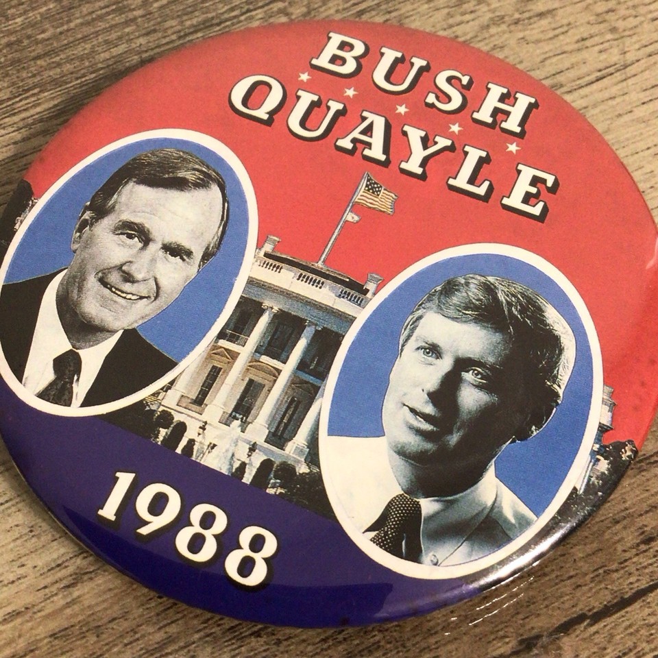 Vintage 1988 George Bush / Dan Quayle Political Button Pinback Pin | eBay