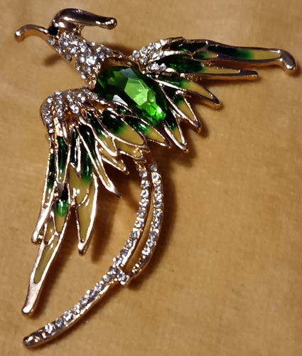 COSTUME JEWELLERY LARGE BIRD BROOCH CAN ALSO BE WORN ON A CHAIN ...