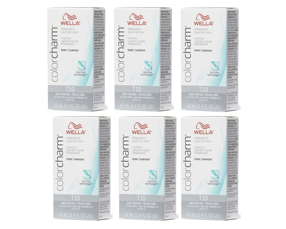 Wella Color Charm Permanent Liquid Toner T10 Pale Blonde 1.4oz 6pc ...