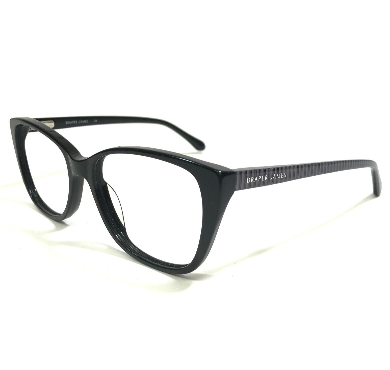 Draper James Eyeglasses Frames DJ5026 001 BLACK Gray Striped Cat Eye 52 ...