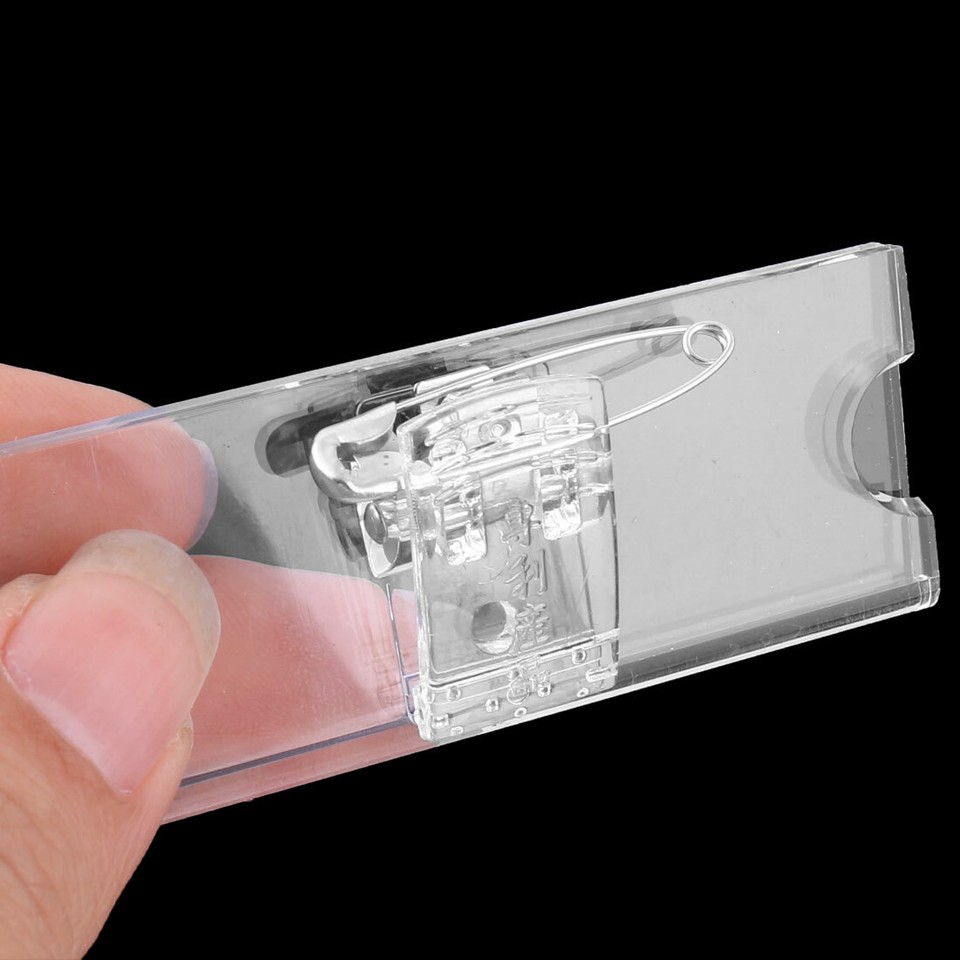 Plastic Rectangle Shaped Business Card Name Tag Safety Pin Clip Holder ...
