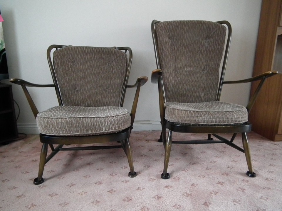 Vintage Ercol Windsor 477 low back / 478 high back easy chair set | eBay UK