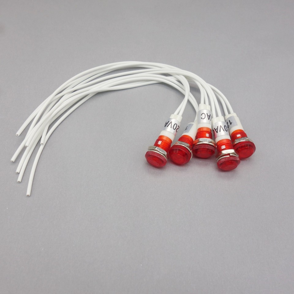 10Pcs 120V AC 10mm RED Panel Mounting LED Indication Signal Pilot ...