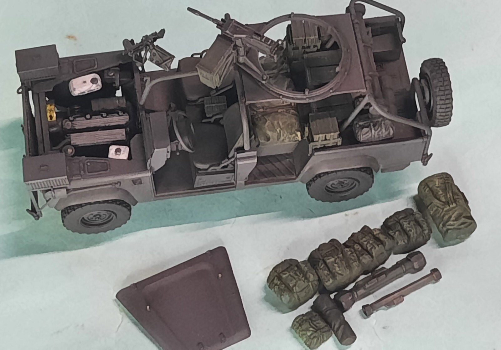 1/35 Built HobbyBoss RSOV Defender Land Rover M19 Grenade Launcher w ...