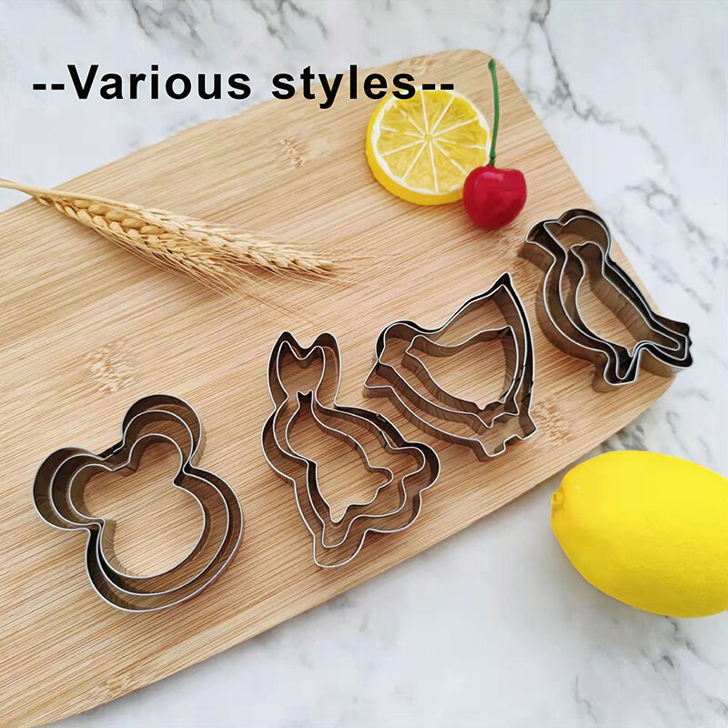 Stainless Steel 3Pcs Cartoon Baking Mold Cookies Cake Mould Dessert ...