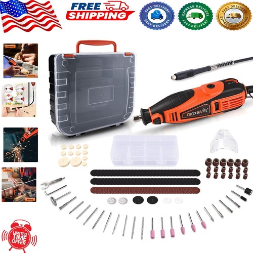 Compact Electric Rotary Tool Kit with Flex Shaft & 180 Accessories for ...