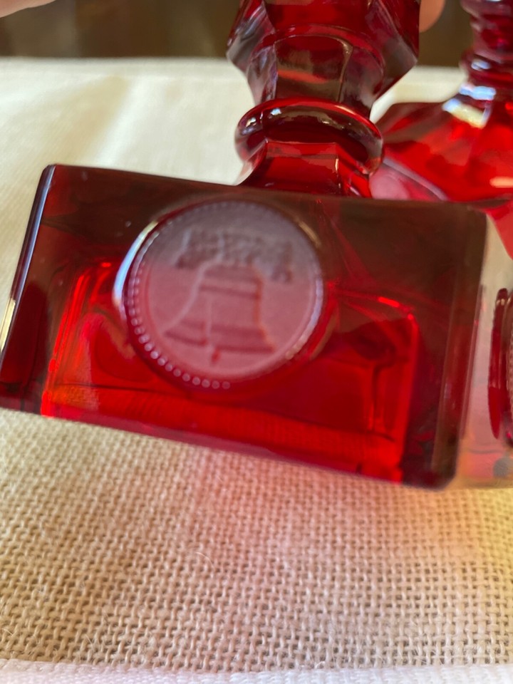 Set of 2 Fostoria Ruby Red Coin Glass Candlestick candle holders | eBay