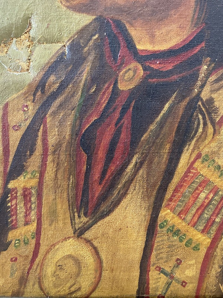 🔥 Historic Antique 19th Native American Indian Painting - Chief WOLF ...