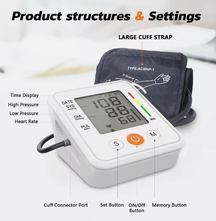 Portable-Small Blood-Pressure Monitors for Home-Use - White Travel BP ...