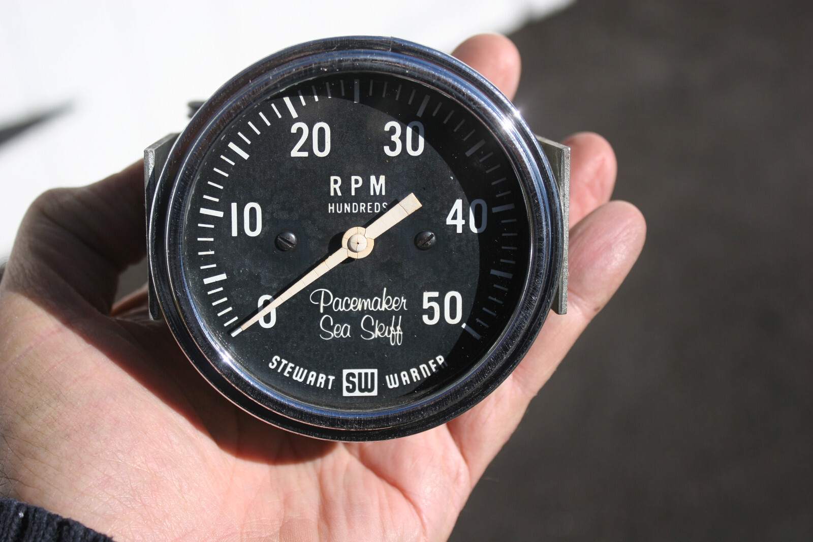Stewart Warner Vintage 5,000 RPM 5K 3 3/8" Tachometer Pacemaker Sea ...