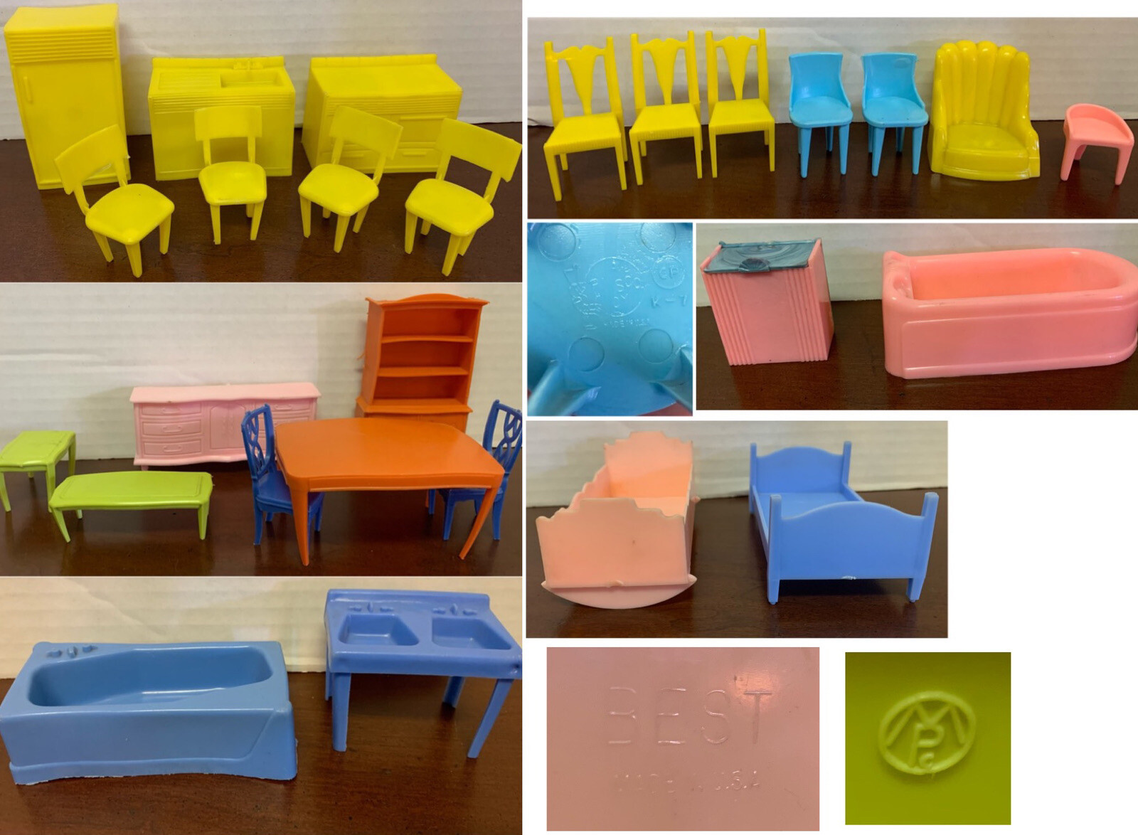 Lot of 29 Pieces of Vintage Dollhouse Furniture: A PLASCO TOY, MPC ...