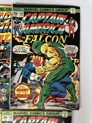 Captain America #186 187 188 189 190 1975 Bronze Age Marvel Comics Lot ...