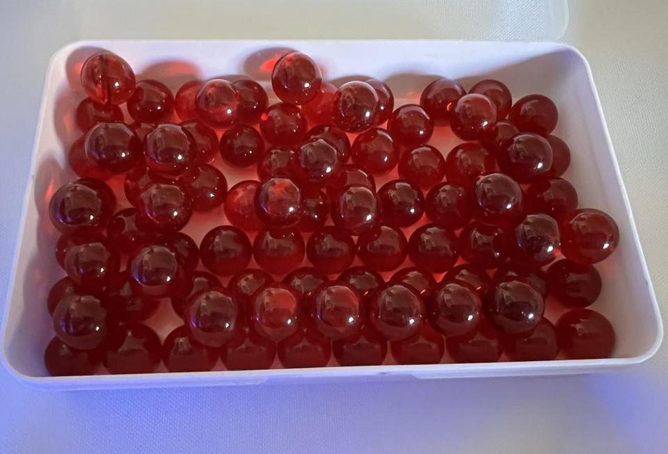 Marbles UV Glow Cadmium Ruby Red Cherry & Orange Peewees Shooters Lot ...