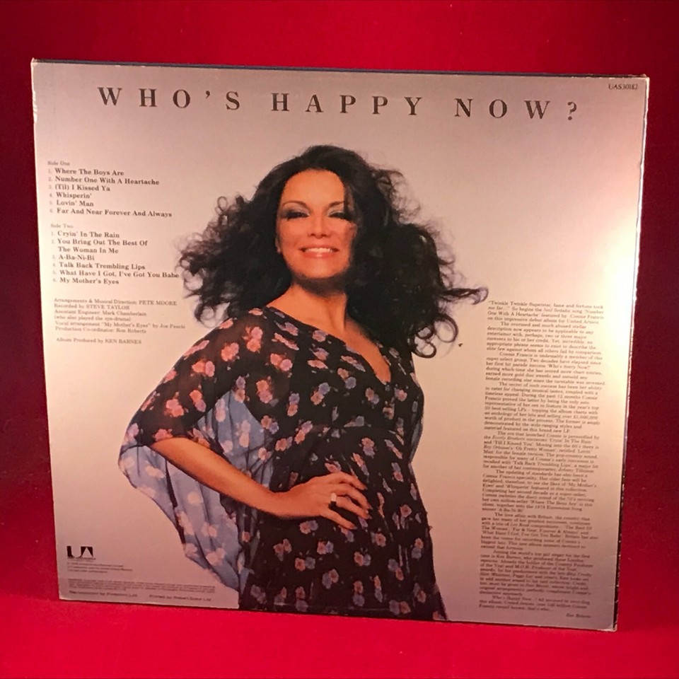 CONNIE FRANCIS Who's Happy Now? 1978 UK vinyl LP Where The Boys Are ...