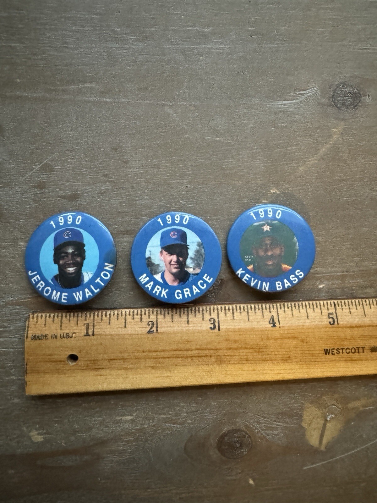 Lot Of 3 MLB 1990 Pins. Jerome Walton, Make Grace, Kevin Bass. Cubs ...