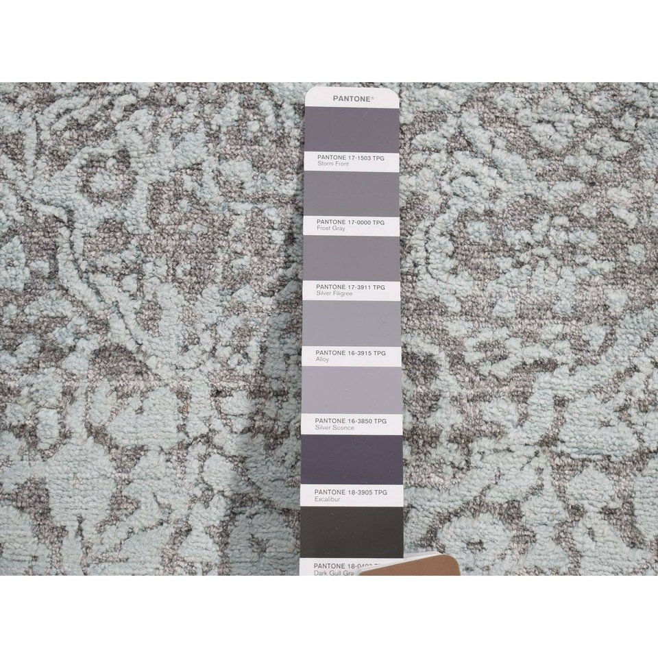 4'x9'9" Green Broken Farsian Design Wool/Silk Hand Knotted Runner Rug ...