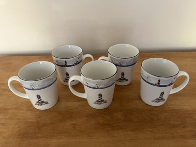 Totally Today Coastal Lighthouse Coffee Tea Cups Mugs Set Of 5 | eBay