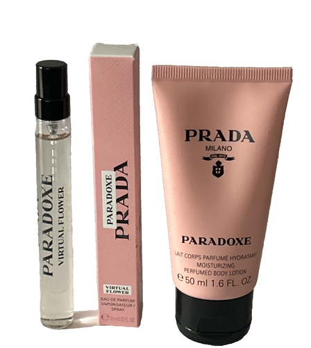 PRADA PARADOXE VIRTUAL FLOWER EDP TRAVEL SPRAY PEN & BODY LOTION ~ 2pc ...