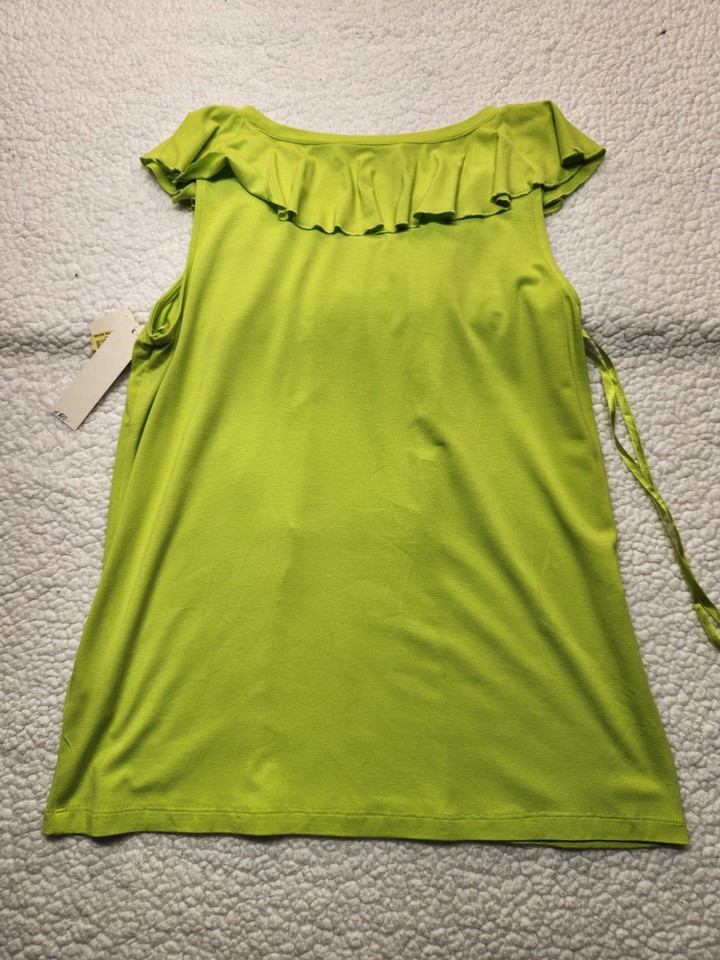 Kenneth Cole New York Women’s Sleeveless Ruffle Top Size M Bright Green ...