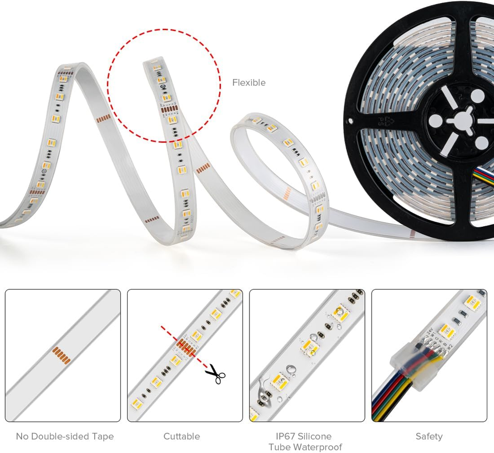 RGBCCT 5 Colors in 1 LED 5050SMD RGBWW Rgb+Dimmable Tunable Color ...