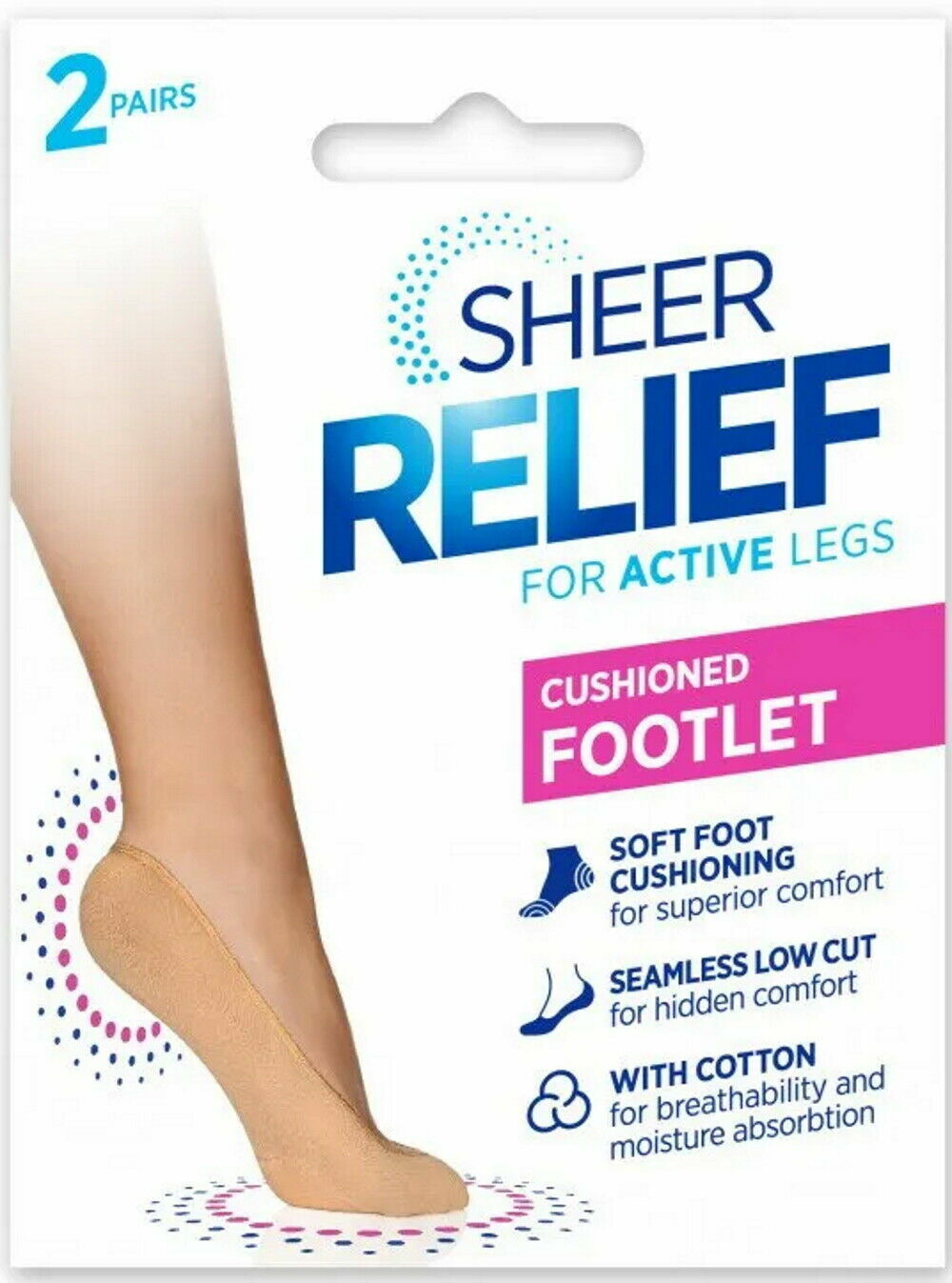 20x Sheer Relief For Active Legs Cushioned Footlet No Show Women Socks ...