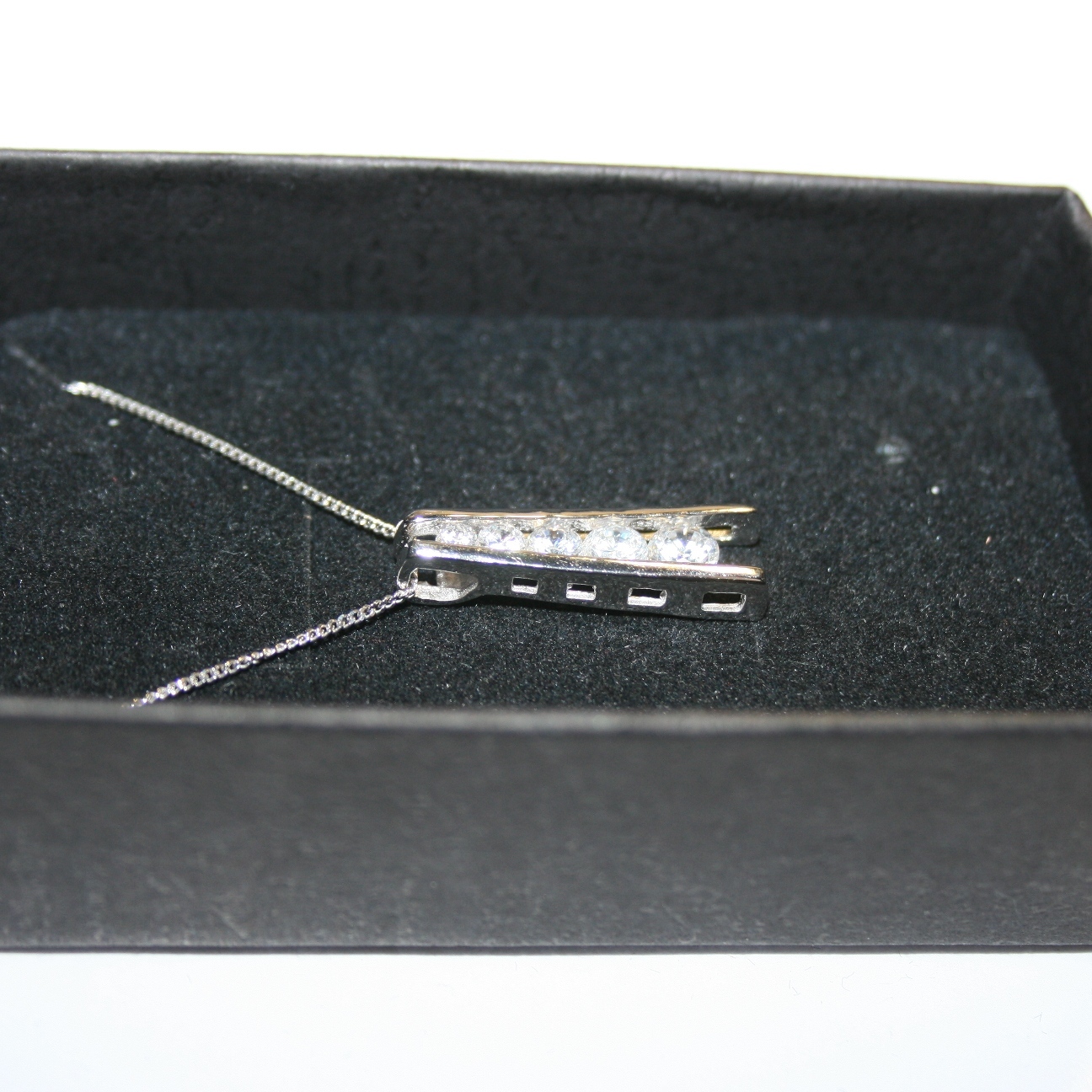 5 Stone Austrian Zircon Journey Ladder 20mm long Pendant Necklace 14k ...